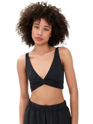 Free People Twist Crop Shirt - Black