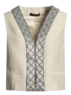 TWINSET Tailored Linen Vest - Light Grey