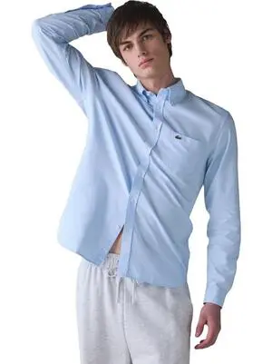 Lacoste Regular Fit Long Sleeve Oxford Shirt - Sky