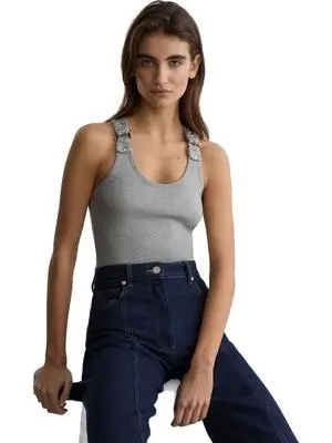REISS Bella Stretch Hardware-Detail Vest Grey Marl