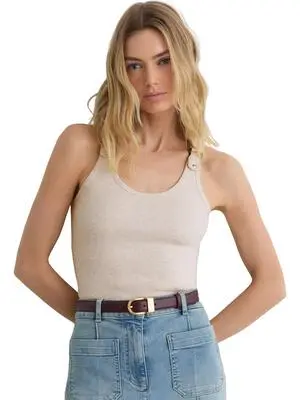 REISS Bella Stretch Hardware-Detail Vest Neutral Marl
