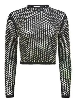 FLEUR DU MAL Long-Sleeve Embellished Top Black