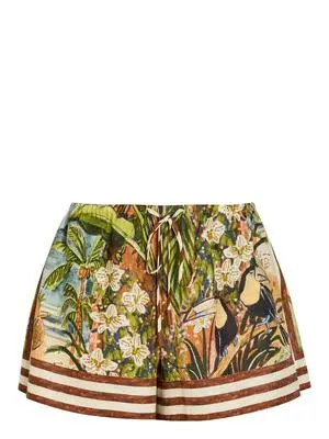 ALEMAIS Printed Linen Shorts - Multicoloured