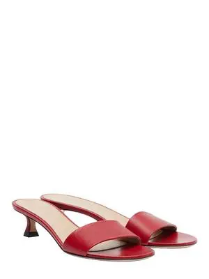 THE ROW Leather Slides - Red