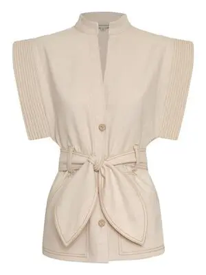 ANDRES OTALORA La Costa Cotton-linen Vest With Belt - Ivory