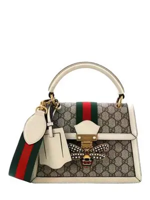 Gucci Queen Margaret Gg Coated Canvas Top Handle Satchel - Brown