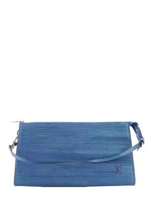 LOUIS VUITTON Pochette Accessoires Epi Leather Clutch Bag Blue