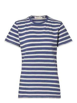 NILI LOTAN Lana Striped Cotton Jersey T-Shirt Blue