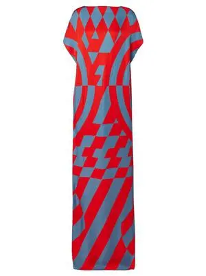 Dries Van Noten Printed Satin Maxi Dress - Red