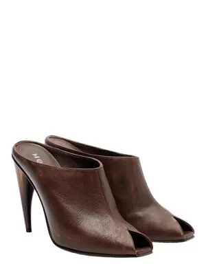 Alexander McQueen Horn Leather Mules - Brown