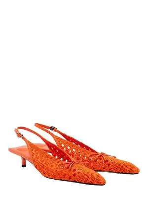 Jacquemus Cubisto Raffia-effect Slingback Pumps - Orange