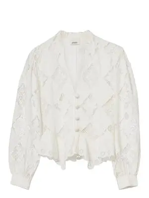 Isabel Marant Étoile Nina Broderie Anglaise Cotton And Linen Blouse - White