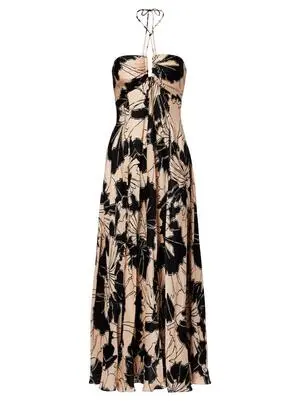 Poupette St Barth Carla Floral Halterneck Maxi Dress - Black