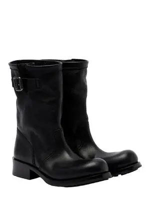 Prada Mid-calf Leather Boots - Black