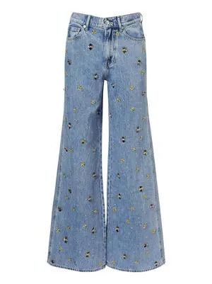 Veronica Beard Kasey Embellished Flared Jeans - Blue