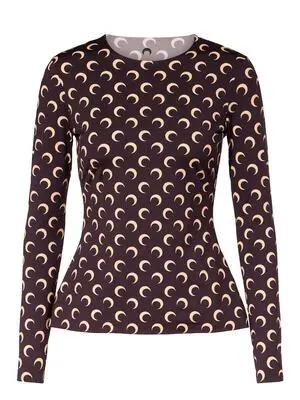 MARINE SERRE All Over Moon Jersey Top - Brown