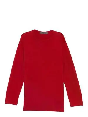Y’s Logo Print Long Sleeve T-shirt Red