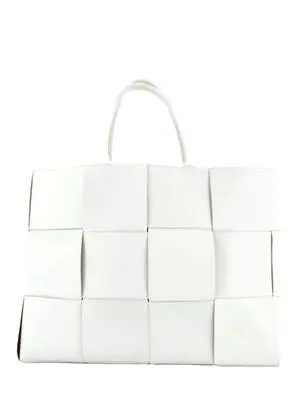 Bottega Veneta Arco Maxi Intrecciato Leather Large Tote Bag - White