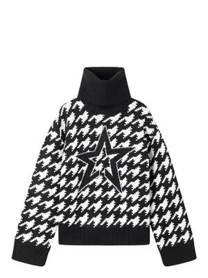 Perfect Moment Jacquard-knit Houndstooth Wool Turtleneck Sweater - Black