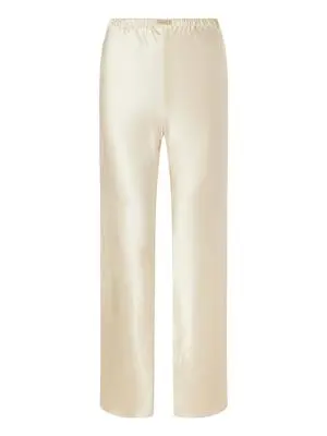 Comme Si Appliquéd Silk-charmeuse Straight-leg Pants - Neutrals
