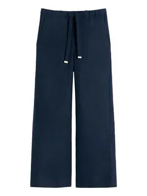 Max Mara Linen Drawstring Trousers - Blue