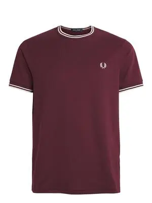 Fred Perry Cotton Twin Tipped T-shirt Burgundy