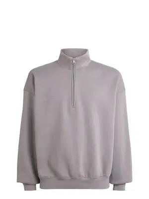 SKIMS Fleece Lounge Relaxed Half-zip Sweatshirt - Black