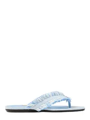 JIMMY CHOO Bay Flat Canvas Flip Flops - Blue