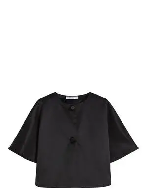 Max Mara Satin Cape-style Top - Black