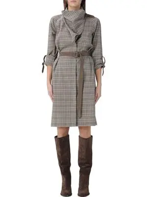 Burberry Plaid Belted Dress - Beige