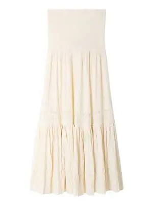Sandro Knitted Maxi Skirt With Ruffle Hem - Ecru