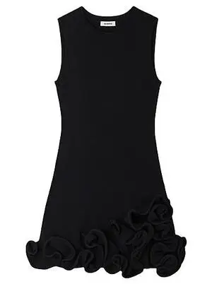 Sandro Flower-embellished Sleeveless Mini Dress - Black