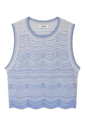 Sandro Sleeveless Knitted Crop Top - Sky Blue