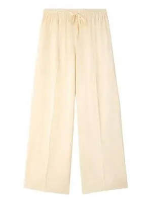 Sandro Wide-leg Drawstring-waist Trousers - Light Yellow