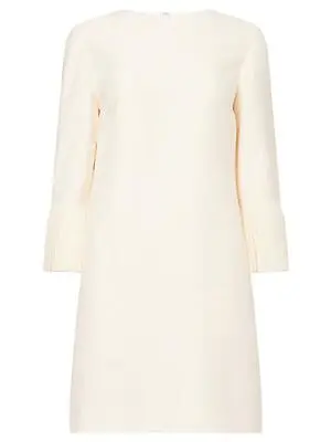 Valentino Garavani Wool And Silk-blend Mini Dress With Pleated Sleeves - Avorio