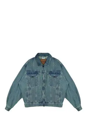 Vetements Biker Crosses Zip Denim Jacket - Blue
