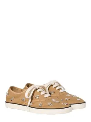 Miu Miu Embroidered Drill Sneakers - Malt Beige