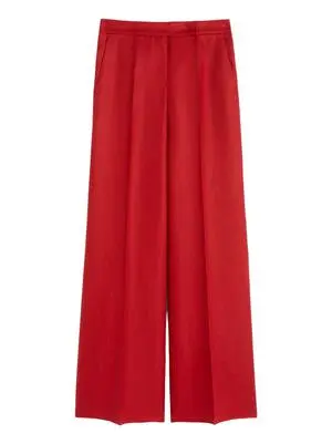 Max Mara Wide-leg Linen Trousers - Red