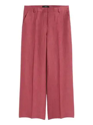 Max Mara Wide-leg Linen Canvas Trousers - Cherry