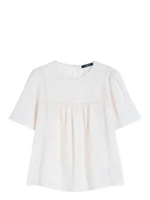 Max Mara Linen Canvas And Stretch Jersey Top - Ecru