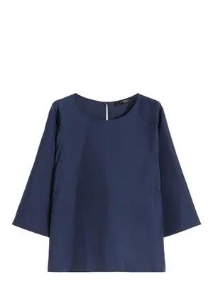 Max Mara Habotai Silk And Jersey Blouse - Navy