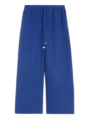 Max Mara Linen Wide-leg Trousers - Cornflower Blue