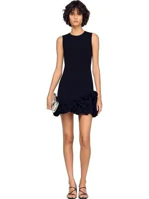 Sandro Floral Knit Mini Dress - Black