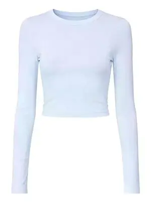 Enza Costa Long-sleeve Crop Top - Blue
