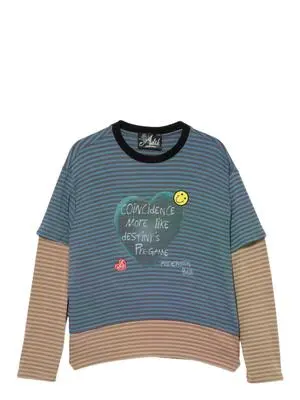 Andersson Bell Heart Message Striped T-shirt - Blue