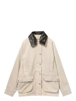 HALFBOY Leather Collar Barn Jacket - Neutrals