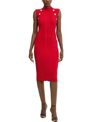 Retrofete Button-detailed Midi Dress - Red