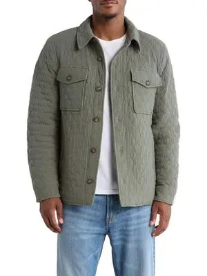 Bagatelle Quilted Cotton-seersucker Shirt Jacket - Moss