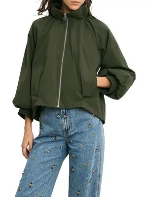 Veronica Beard Circe Faille Bubble Jacket - Army