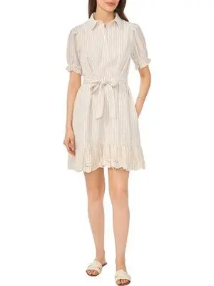 Vince Camuto Short Sleeve Belted Shirtdress - Birch